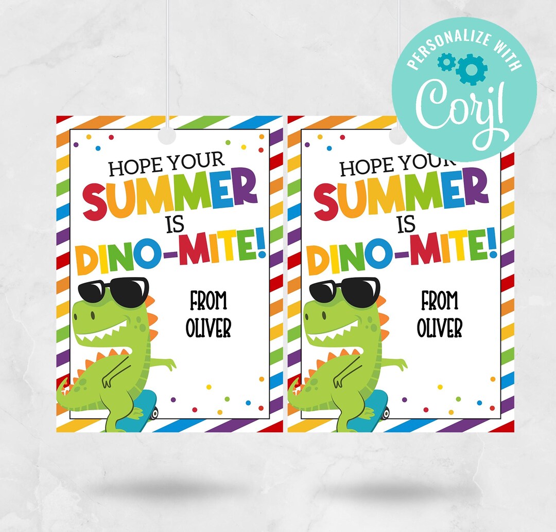 Dino-mite Summer Gift Tag, Editable Dinosaur Tag (digital Download) - Etsy