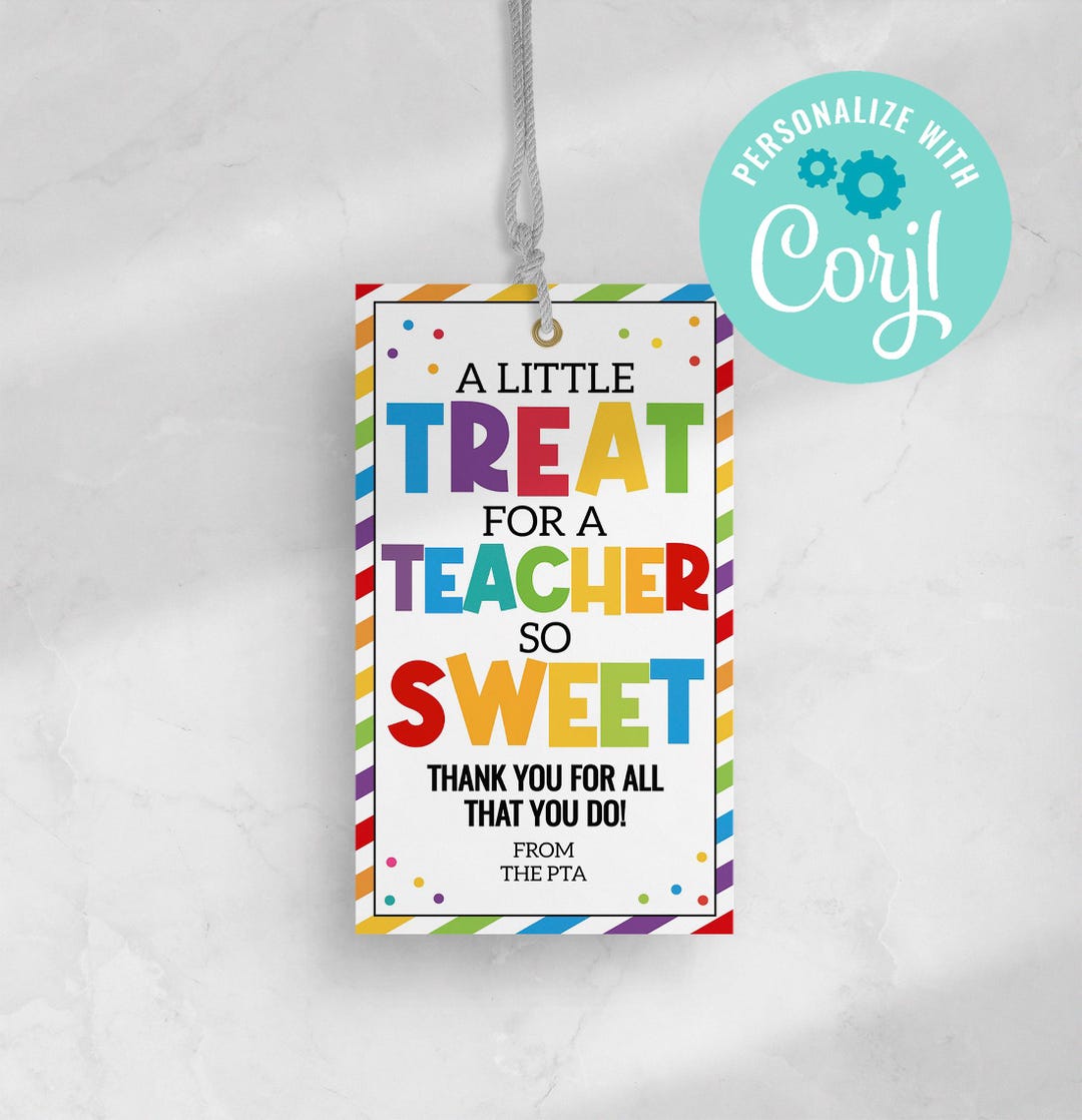 Thank You Teacher Sweet Treat Gift Tag, Teacher Appreciation Tag ...