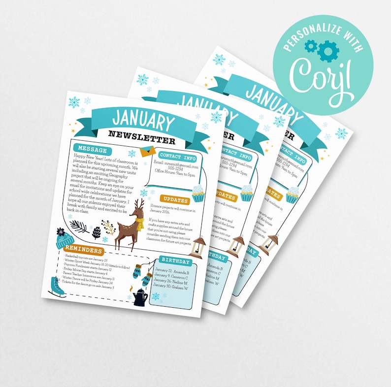 Editable January Classroom Newsletter: Winter School Template (corjl ...