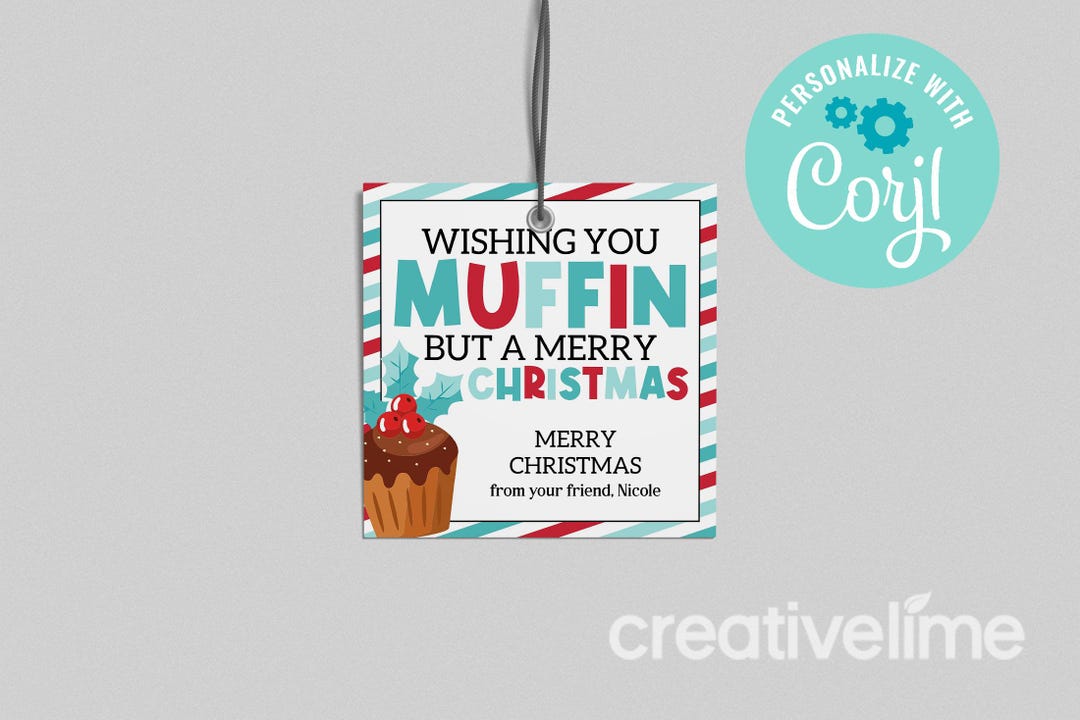 EDITABLE, INSTANT DOWNLOAD Wishing You Muffin but A Merry Christmas ...