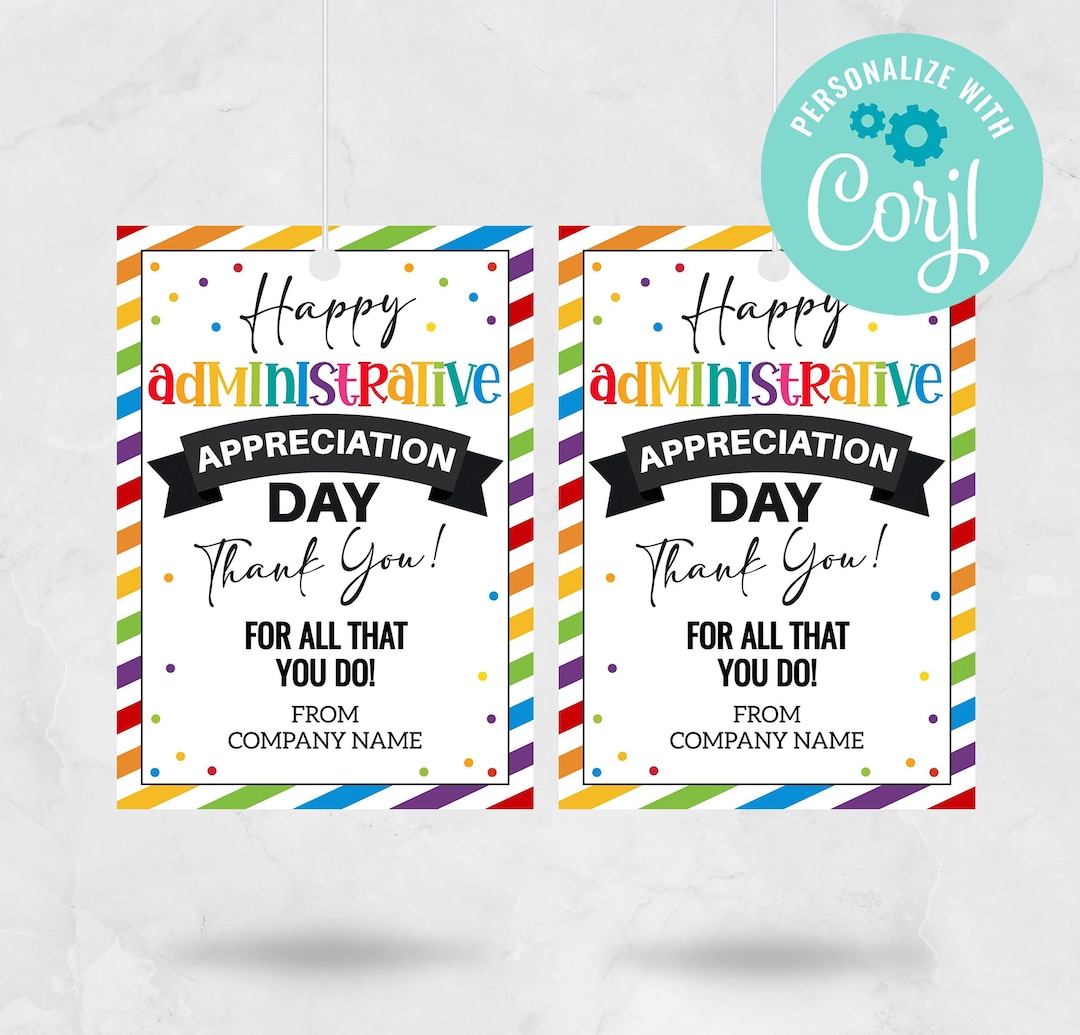 EDITABLE INSTANT DOWNLOAD Happy Administrative Professionals Day Tag ...