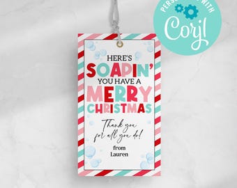 Christmas Soap Gift Tag EDITABLE, Soapin You Have a Merry Christmas Tag ...