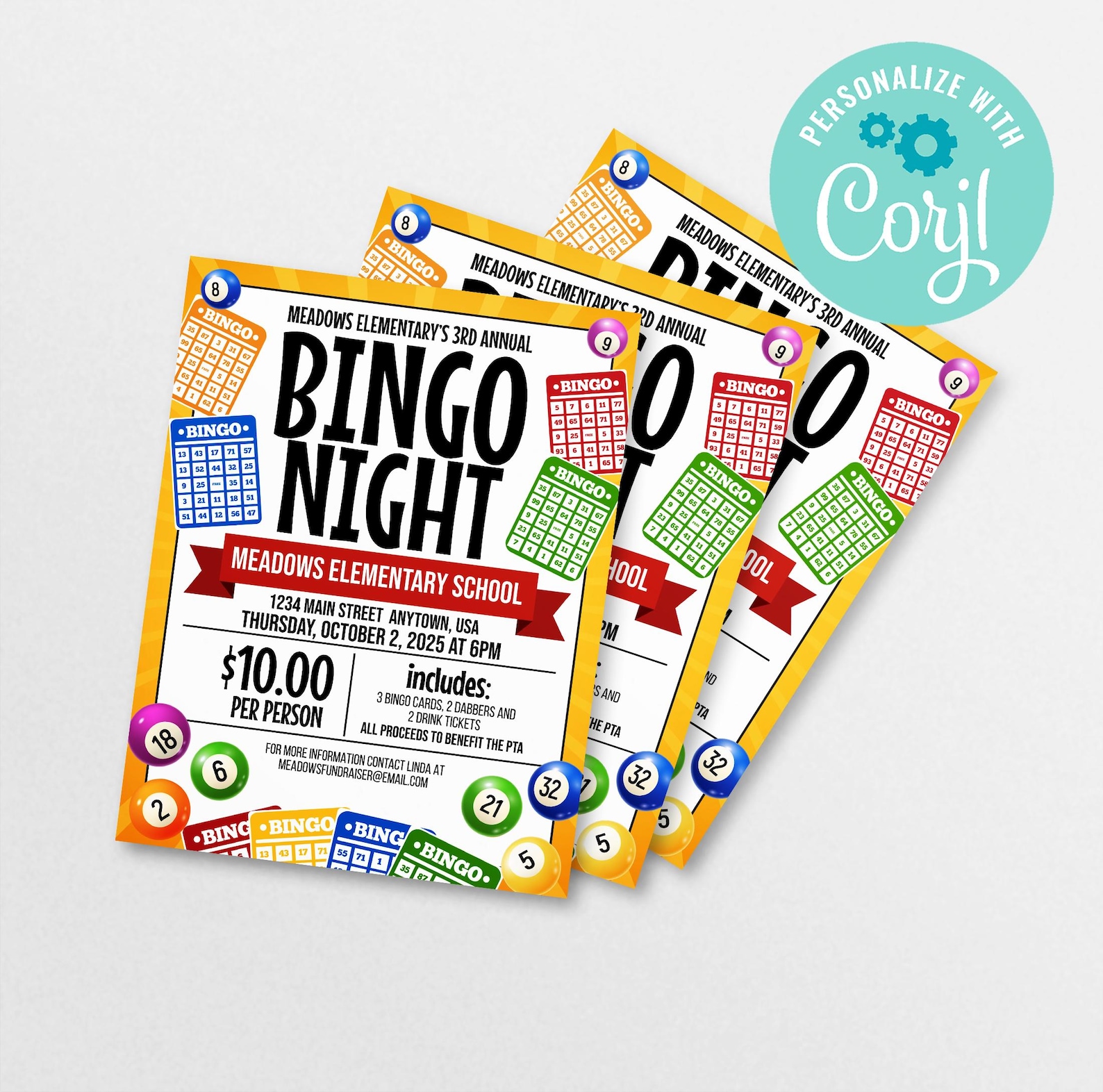Bingo Night Fundraiser Flyer Template: Editable School Event (corjl) - Etsy
