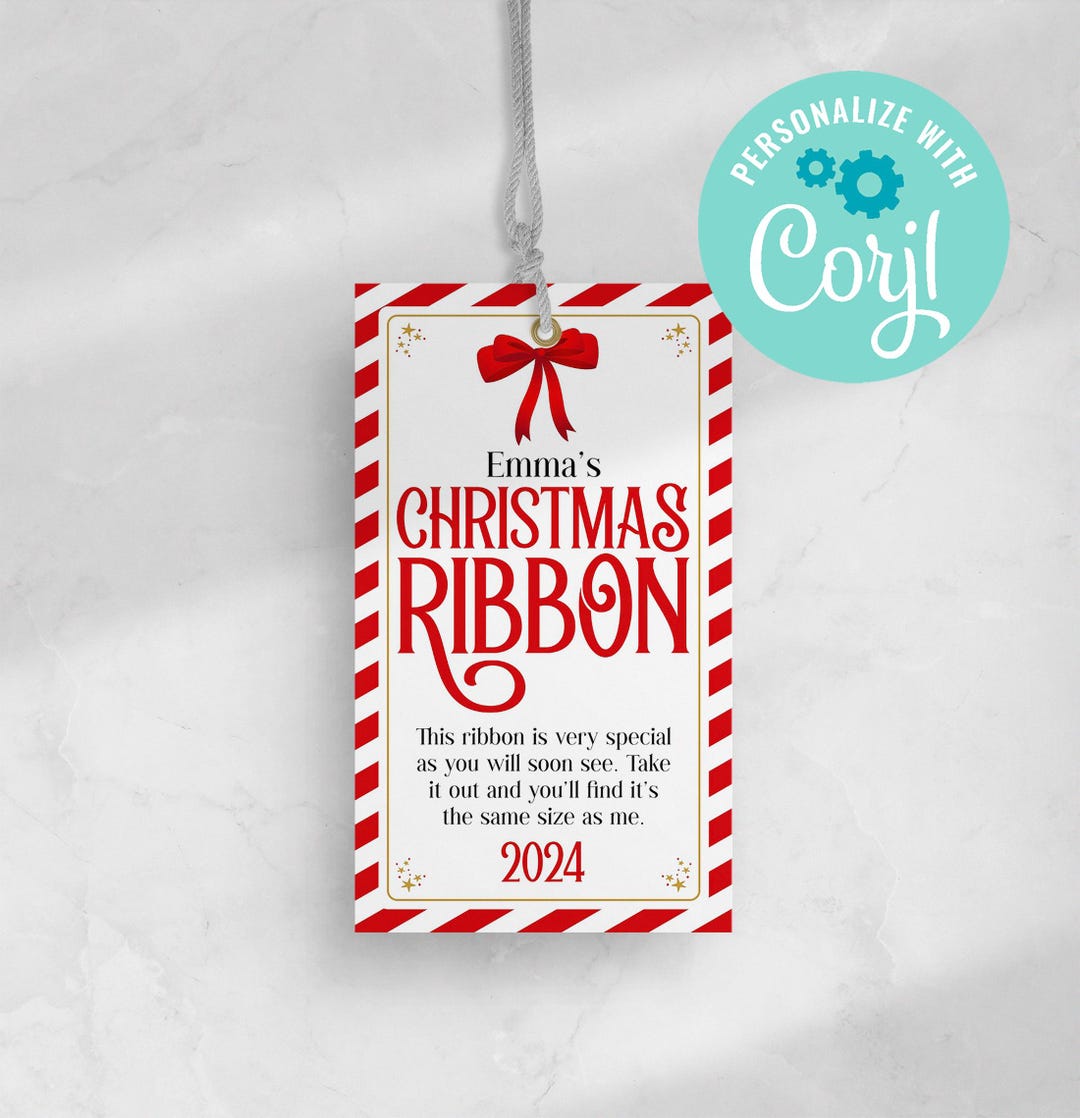 Editable Christmas Ribbon Ornament Tag: Keepsake Gift (corjl Template ...