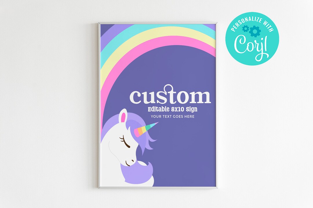 Unicorn Rainbow Birthday 8x10 Party Sign, Unicorn Rainbow Birthday ...