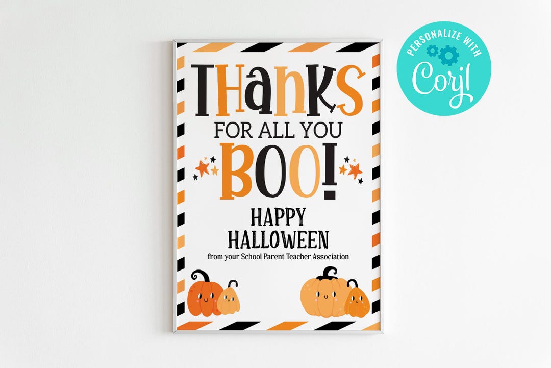 Thanks for All You Boo 8x10 Table Sign Teacher, Nurse, Employee, Client ...