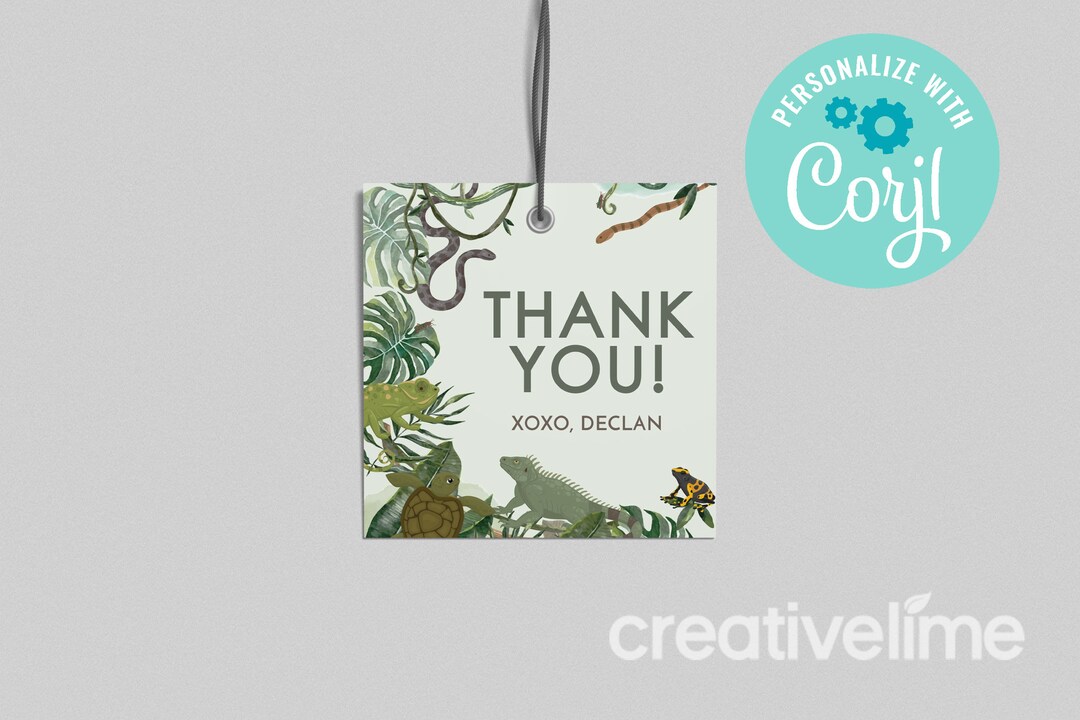 Reptile Favor Tag Template, Reptile Birthday, Reptile Party Favour Tag ...