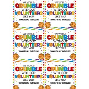 Volunteer Appreciation Gift Tag: Editable Cookie Thank You (digital ...