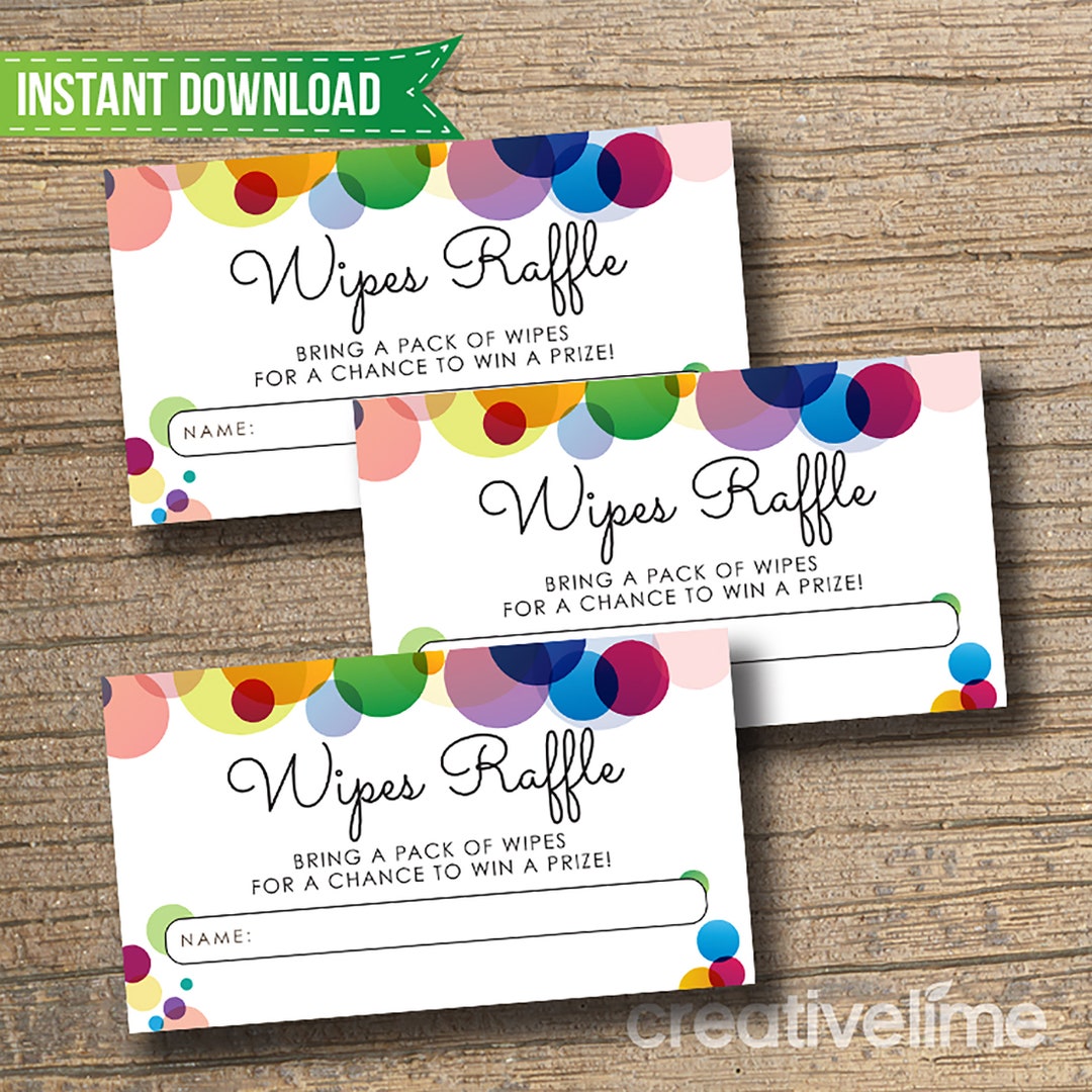 POP Wipe Raffle Tickets - Wipes Raffle Tickets Baby Shower Insert ...