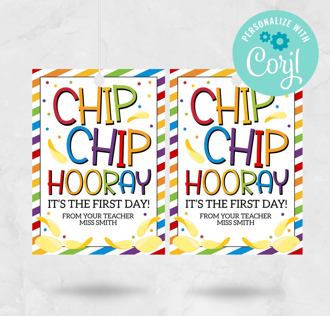 First Day of School Gift Tag, Chip Chip Hooray, Back to School Tag ...