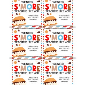 S'mores Gift Tag Teacher Appreciation Gift Tag, We Need S'more Teachers ...