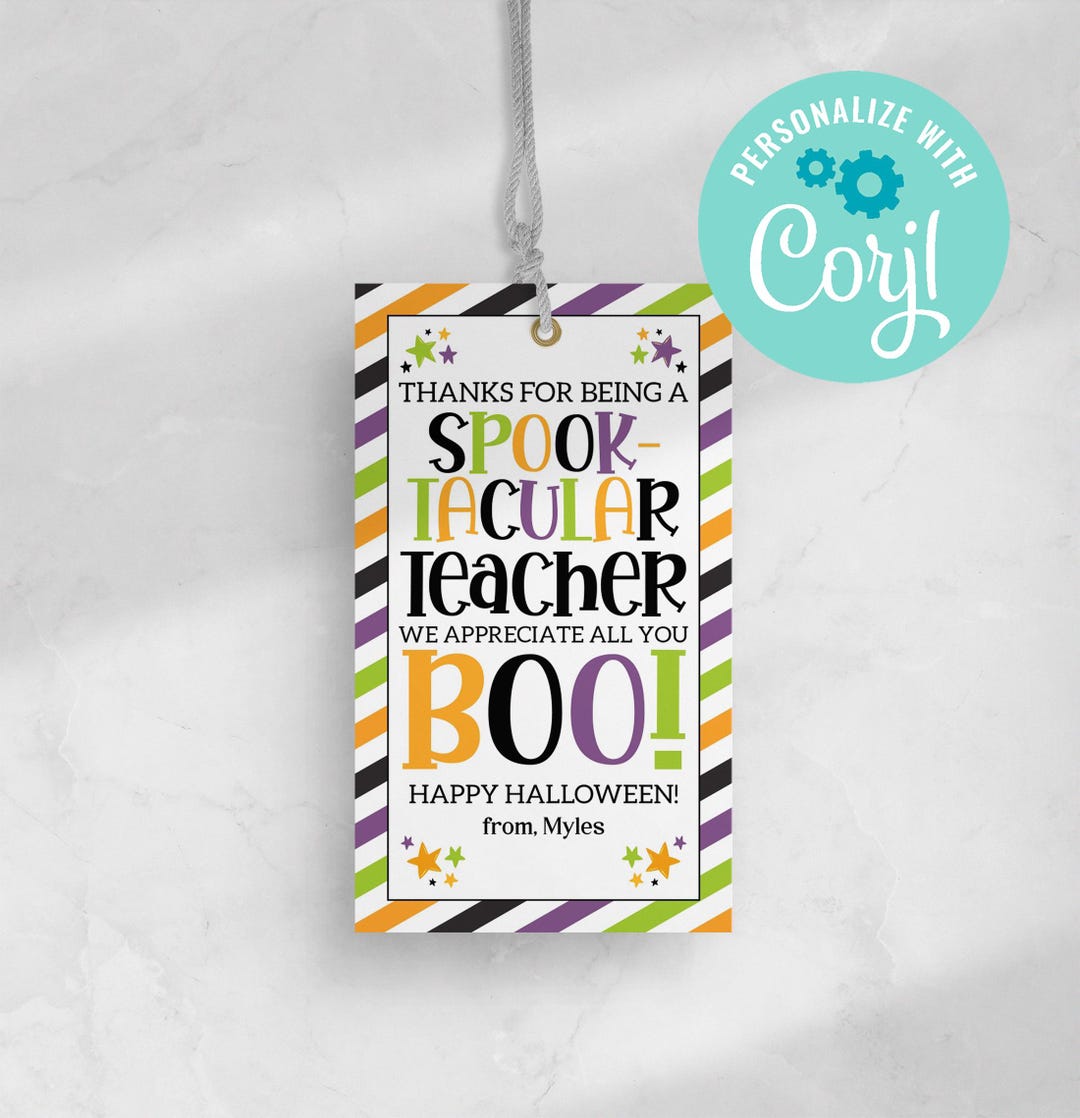 Editable Spooktacular Teacher Halloween Gift Tag (instant Download) - Etsy