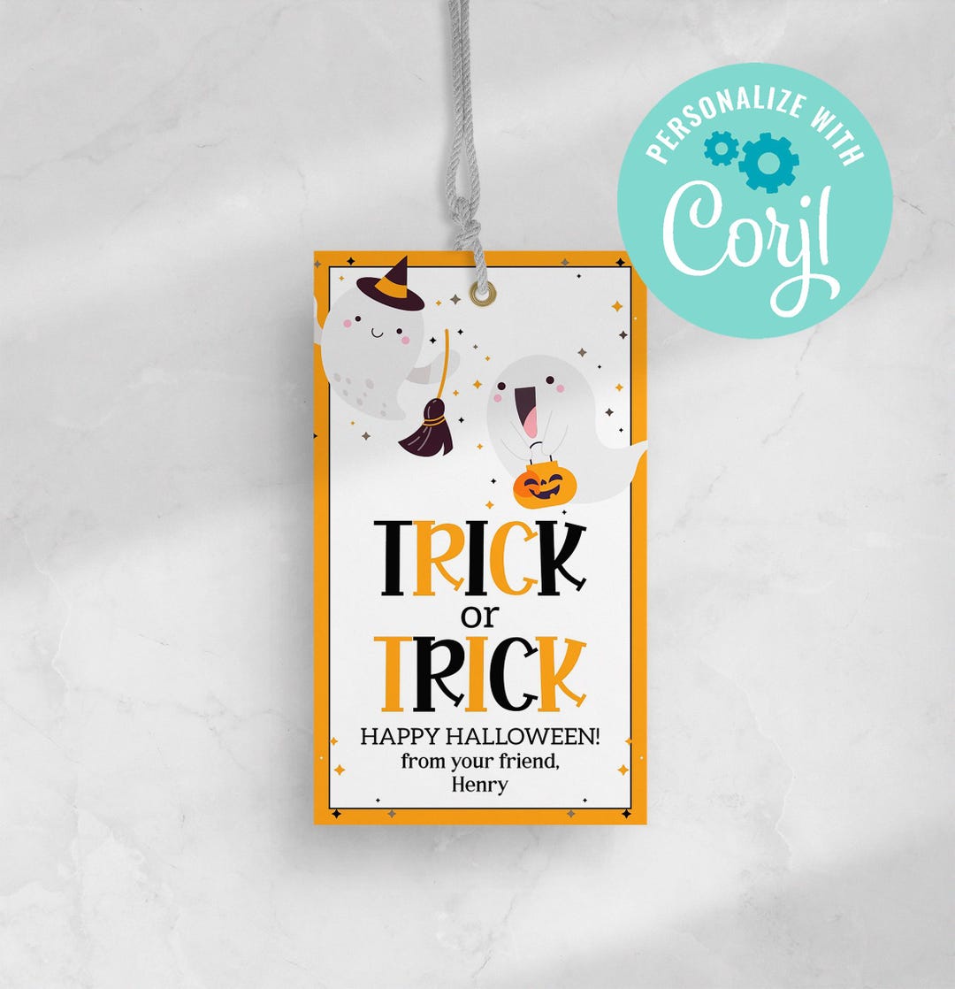 Editable Halloween Gift Tag, Ghost Trick or Treat Bag Tag (instant ...