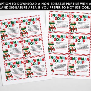 Snowman Soup Gift Tag: Editable Christmas Hot Cocoa Instructions ...