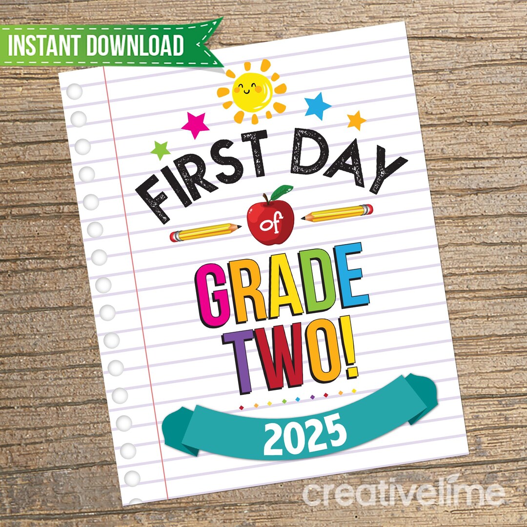 INSTANT DOWNLOAD First Day of Grade 2 Sign First Day of School ...