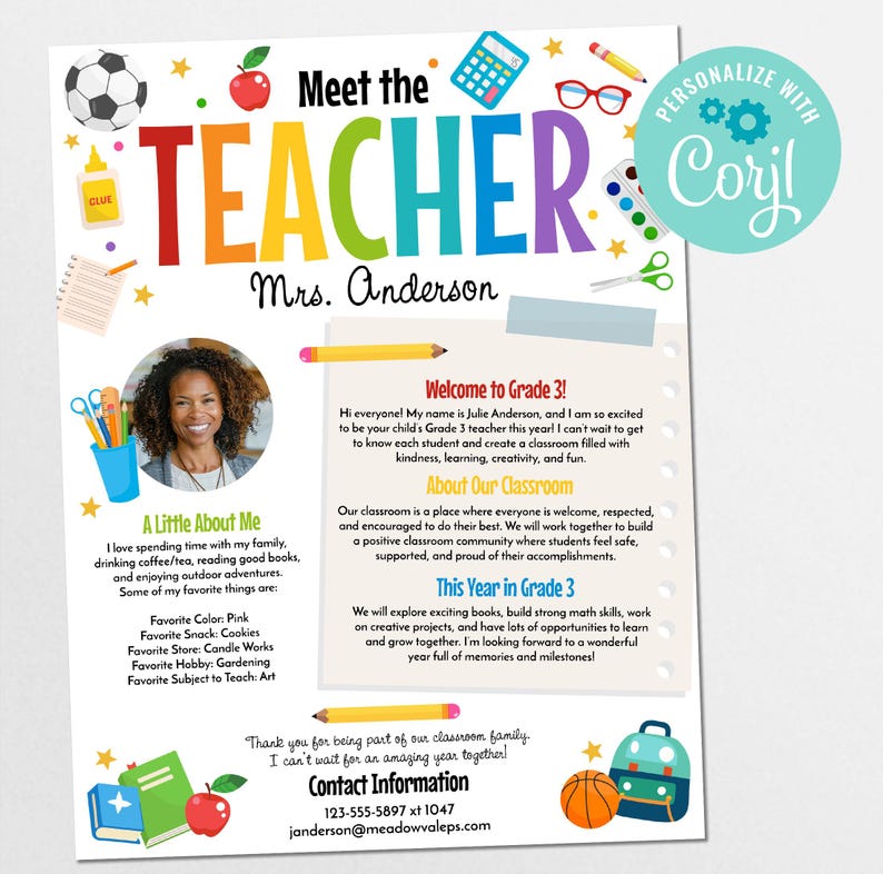 Editable Meet the Teacher Template, Back to School Newsletter, Teacher ...