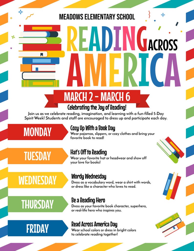 Editable Reading America School Spirit Week Flyer Template, Reading ...