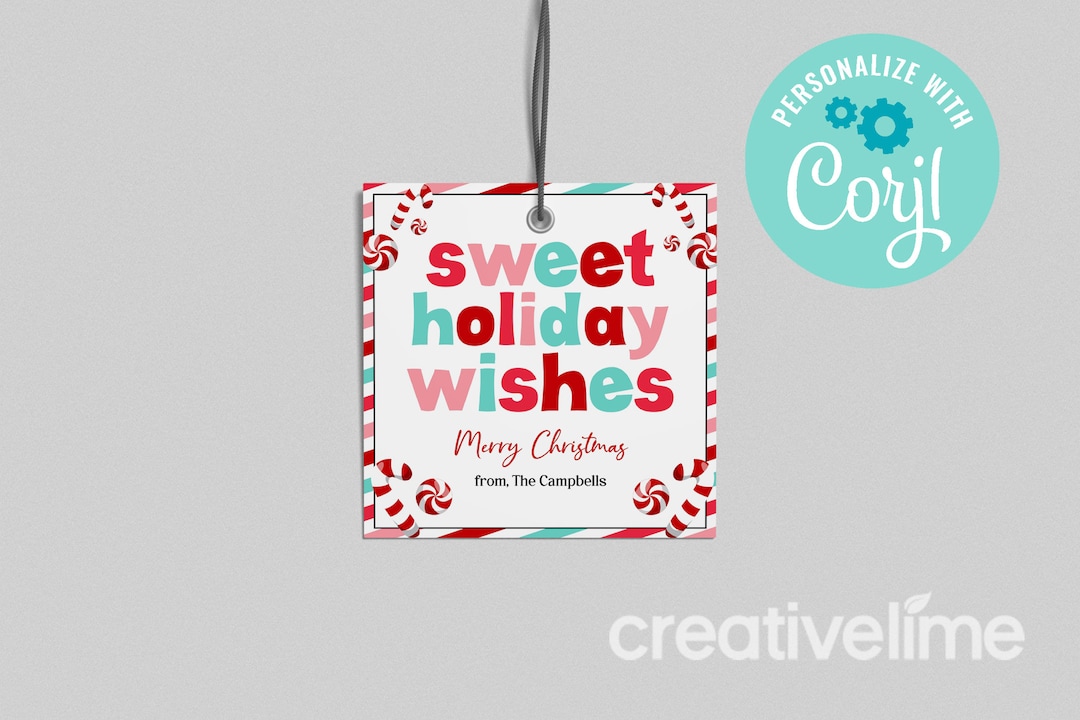 Sweet Holiday Wishes Gift Tag Christmas Treats Favor Bag Tag Christmas ...