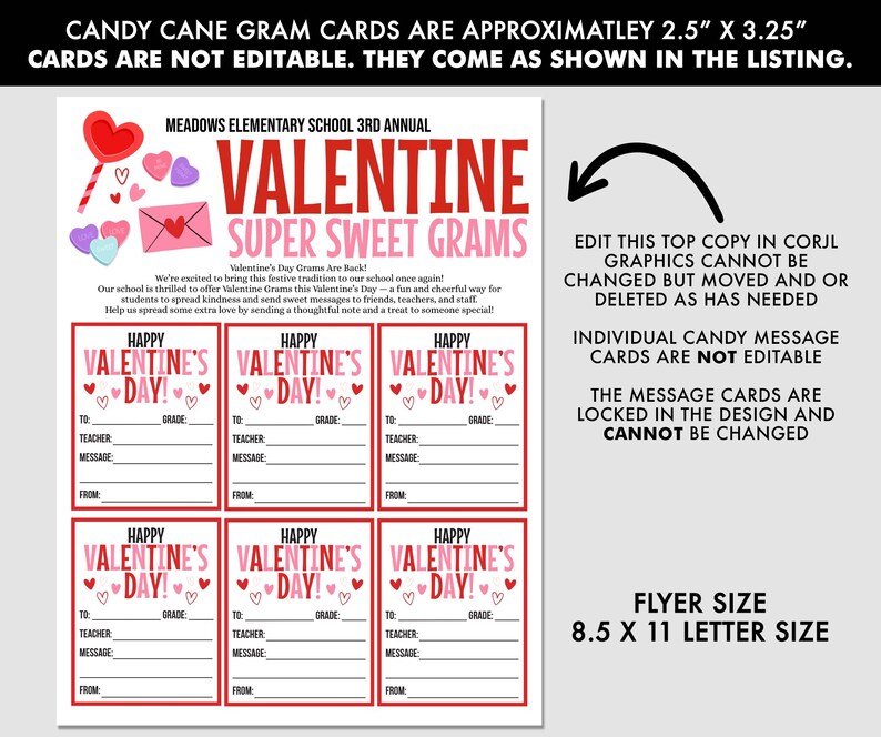 Editable Valentine's Day Gram Flyer, School Fundraiser (printable) - Etsy