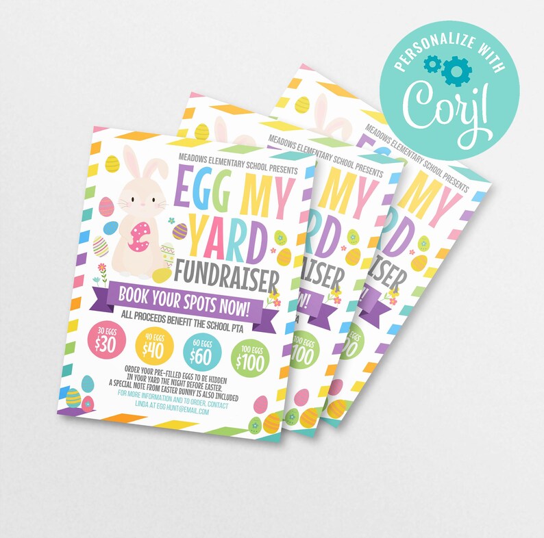 Egg My Yard Fundraiser Flyer | Easter Egg Hunt, School PTA (instant ...