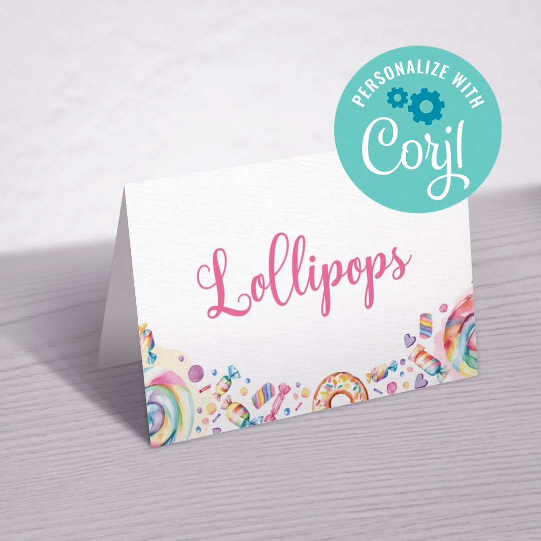 EDITABLE, INSTANT DOWNLOAD Sweet Party Food Tents, Candy Party ...