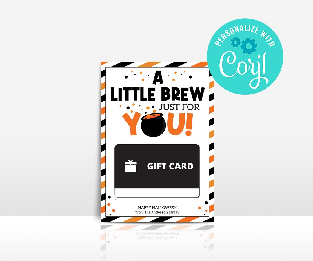Editable Halloween Coffee Gift Card Holder: A Little Brew for You ...