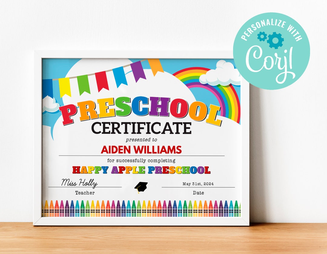 Editable Preschool Graduation Certificate: Instant Download - Etsy