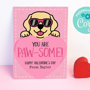 EDITABLE, INSTANT DOWNLOAD Printable Dog Valentine's Day Cards, Kids ...