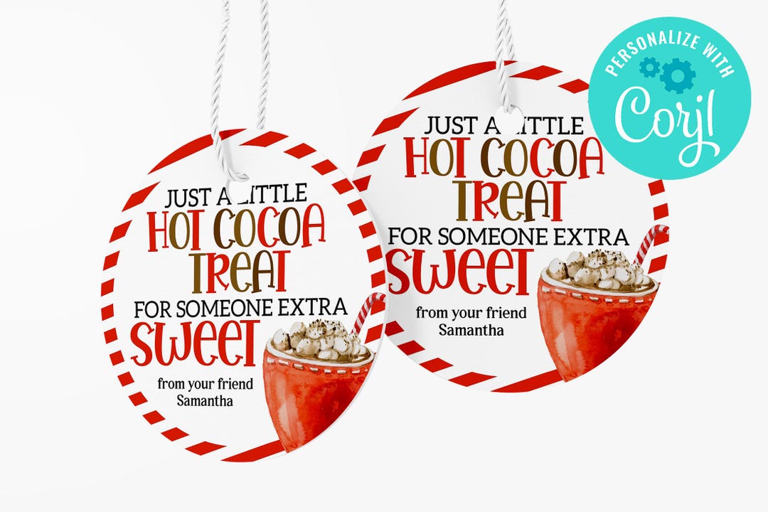 EDITABLE, INSTANT DOWNLOAD Hot Cocoa Treat Gift Tag, Cocoa Treat for ...