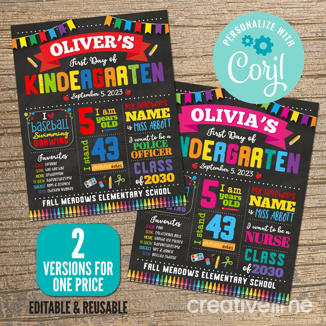 Editable Chalkboard Back to School Sign: First Day, Last Day (printable ...