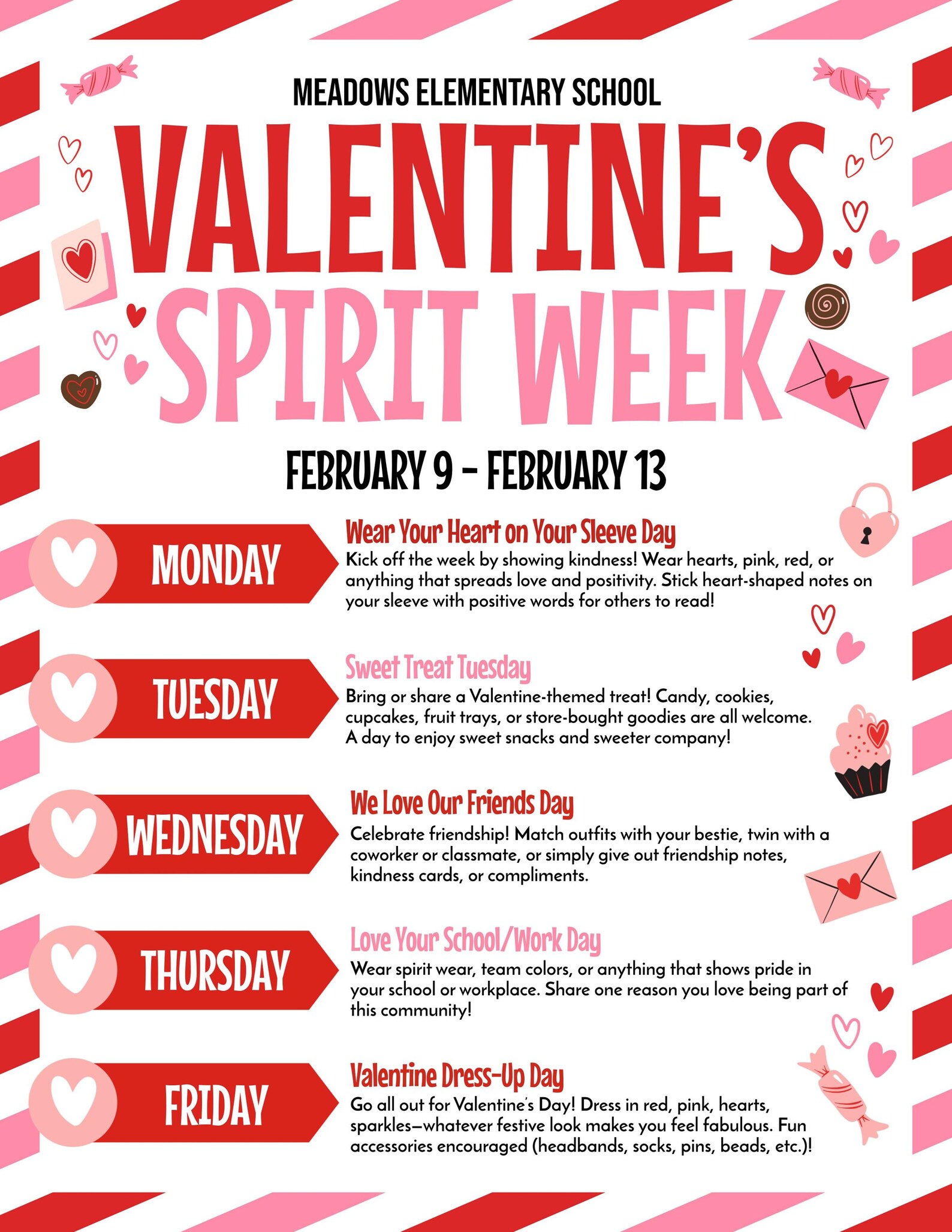 Valentine's Day Spirit Week Flyer Template | Editable Valentine Dress ...