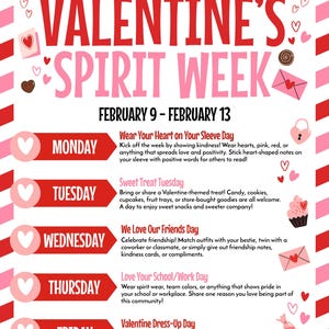 Valentine's Day Spirit Week Flyer Template | Editable Valentine Dress ...