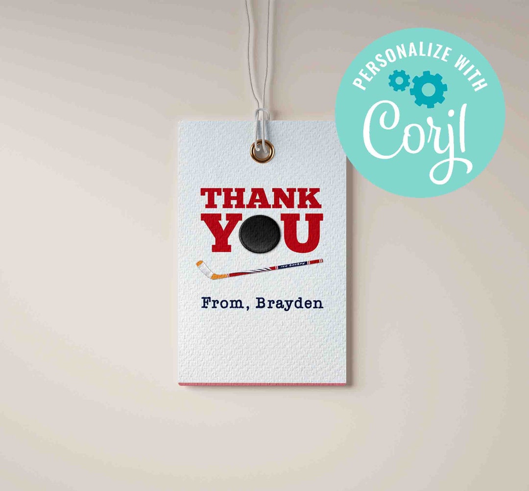 EDITABLE, INSTANT DOWNLOAD Hockey Birthday Favor Tag, Editable Hockey ...