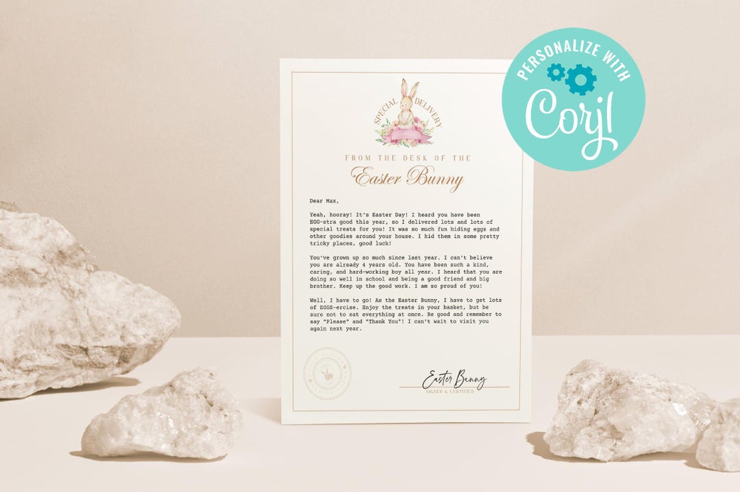 Personalized Easter Bunny Letter: Editable Printable (corjl) - Etsy