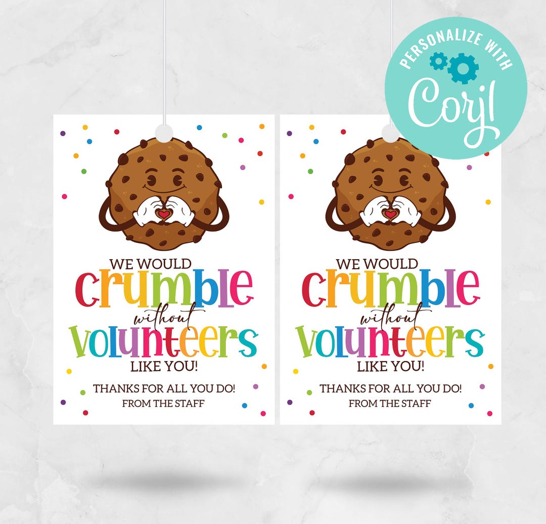 EDITABLE INSTANT DOWNLOAD Volunteer Appreciation Thank You Gift Tag ...