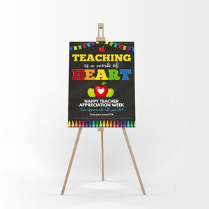 Teacher Appreciation Sign, Teaching is a Work of Heart Sign Teacher ...