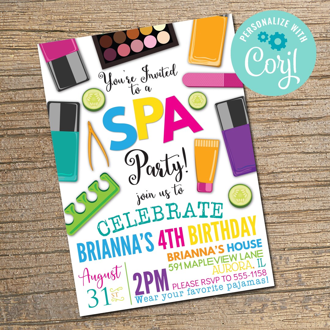 Spa Birthday Invitation Spa Slumber Party Invitation Glam - Etsy