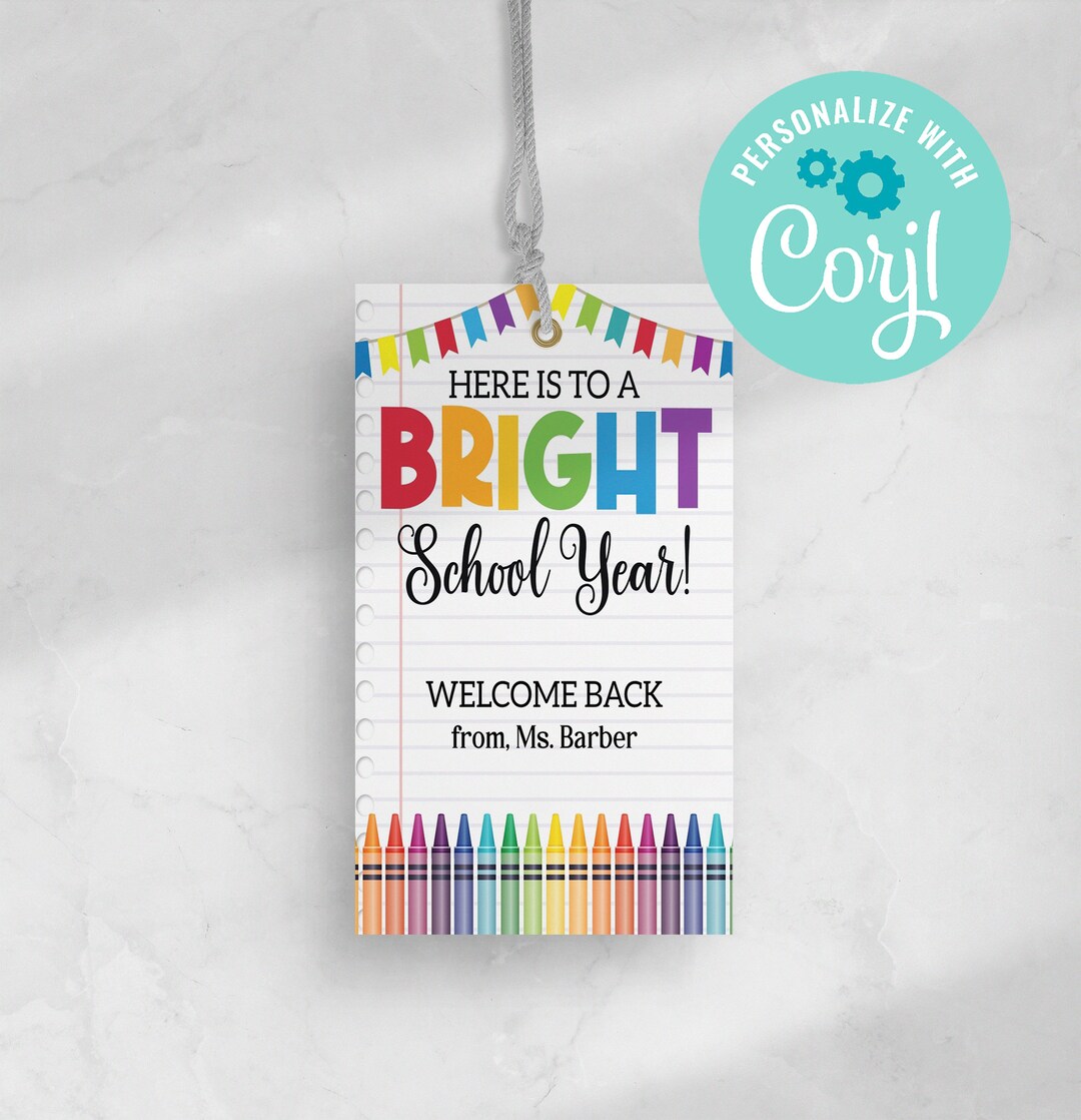 Bright School Year Gift Tag: Editable Back to School Favor (digital ...