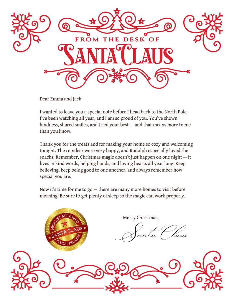 Editable Letter From Santa, Printable Letter From the North Pole ...