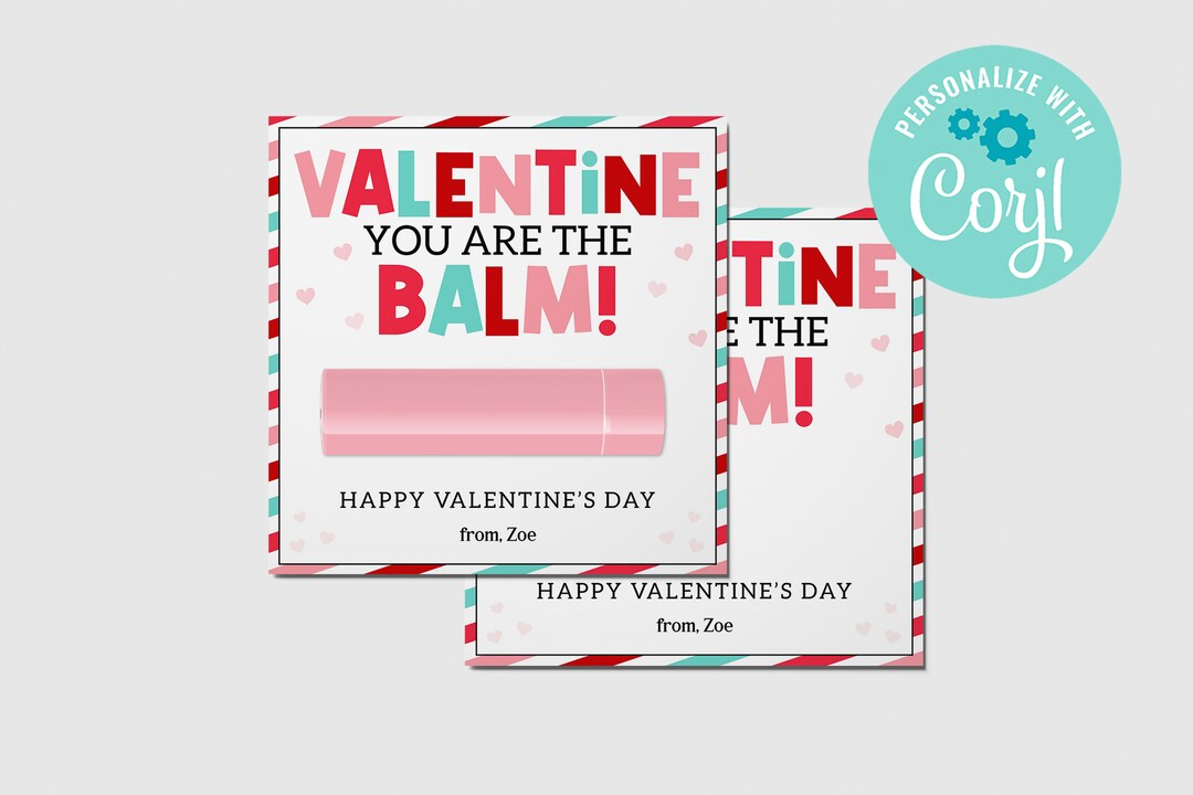 You're the Balm Valentine's Day Card Kids Classroom Lip Balm Valentine ...