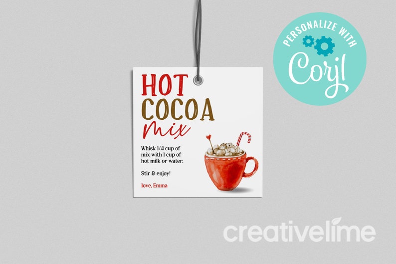 Holiday Hot Cocoa Gift Tag: Editable Christmas Mix Instructions ...