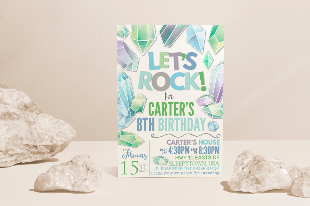 Crystals Geode Birthday Invitation: Let's Rock Party (EDITABLE, INSTANT ...