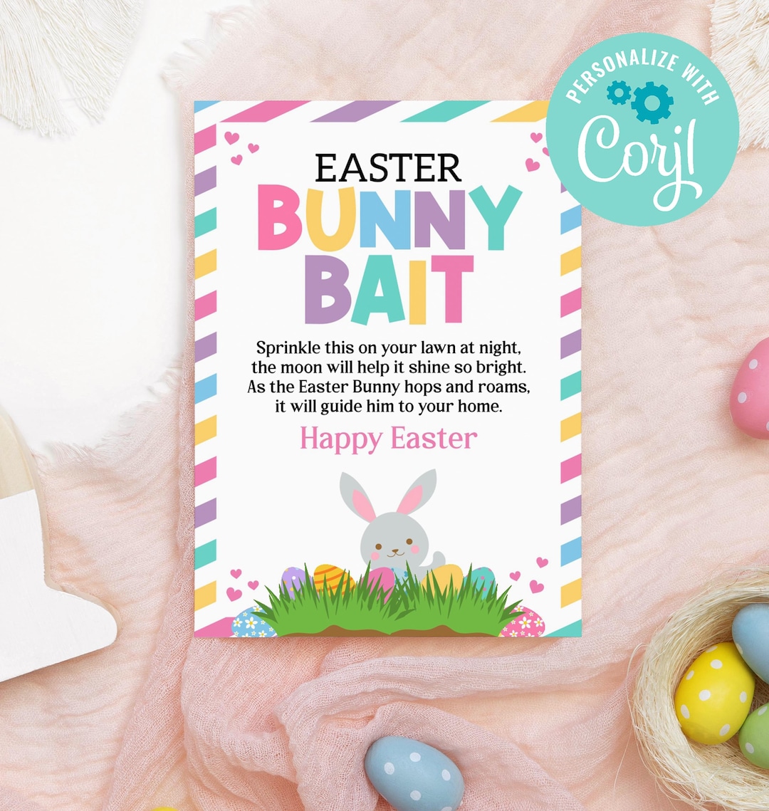 Editable Easter Bunny Bait Gift Tag: Classroom Tradition (instant ...
