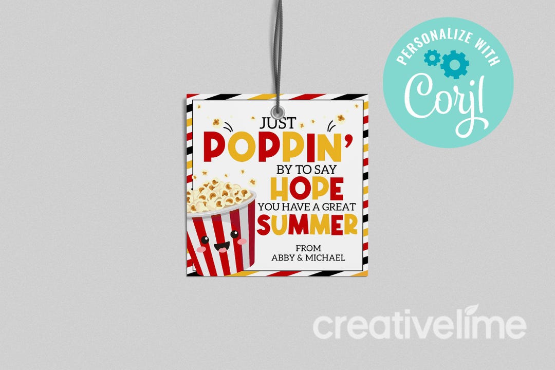 EDITABLE INSTANT DOWNLOAD Last Day of School Gift Tag Poppin by Summer ...