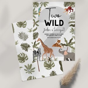 Safari Two Wild Birthday Invitation: Jungle Animals Party (digital ...