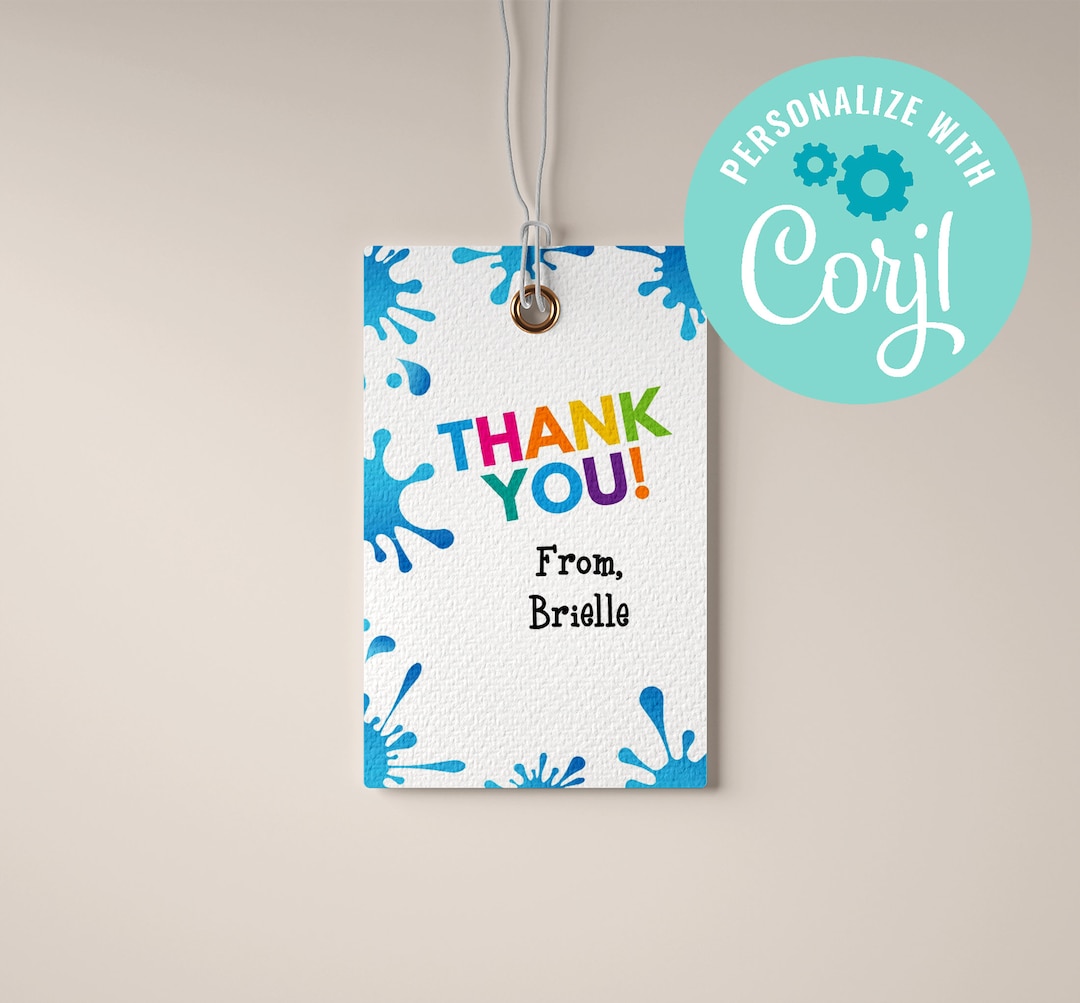 EDITABLE, INSTANT DOWNLOAD Waterslide Party Favor Tag, Editable Splash ...