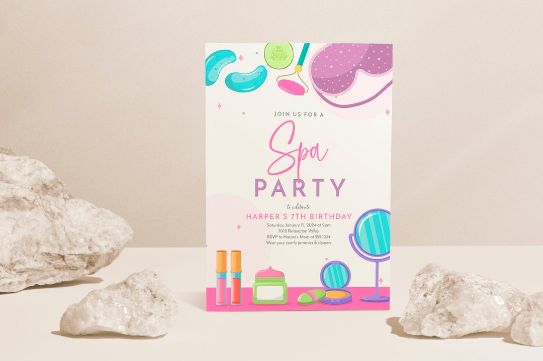 Spa Birthday Invitation Spa Slumber Party Invitation Glam Makeup Party ...