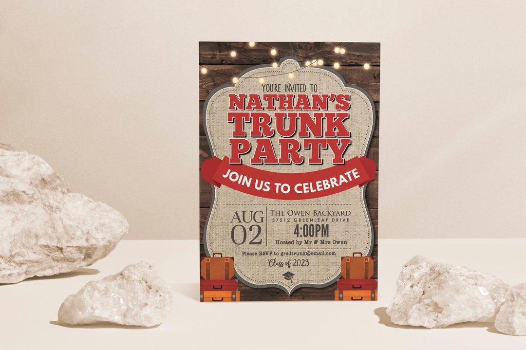 EDITABLE, INSTANT DOWNLOAD Graduation Farewell Trunk Party Invitation ...