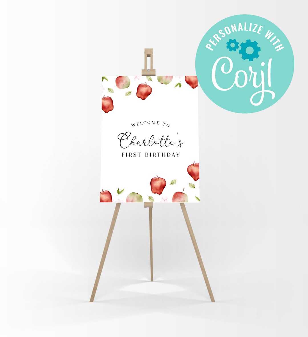 Apple Birthday Welcome Sign: Orchard Party Decor (editable Template) - Etsy