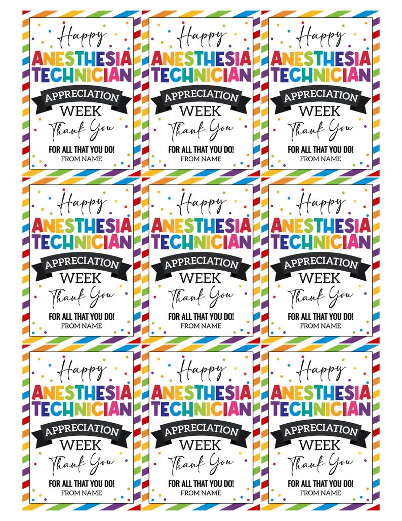 Anesthesia Tech Appreciation Gift Tag: Editable Thank You (INSTANT ...